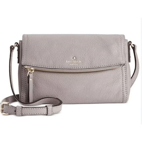 kate spade | Bags | Katespade Cobble Hill Carson Gray Leather Foldover ...